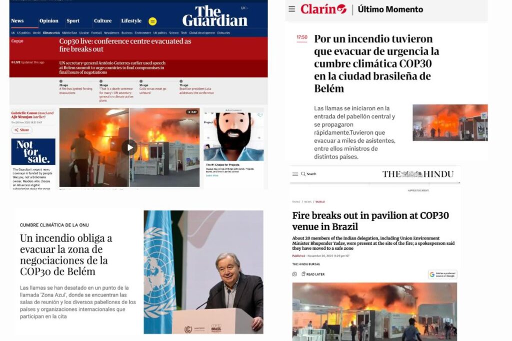 International press reports on Fire at COP30 - Facto News